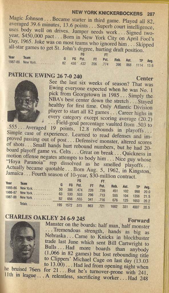 The Zander Hollander Complete Handbook of the 1988-89 Knicks - 2 of 5 ...